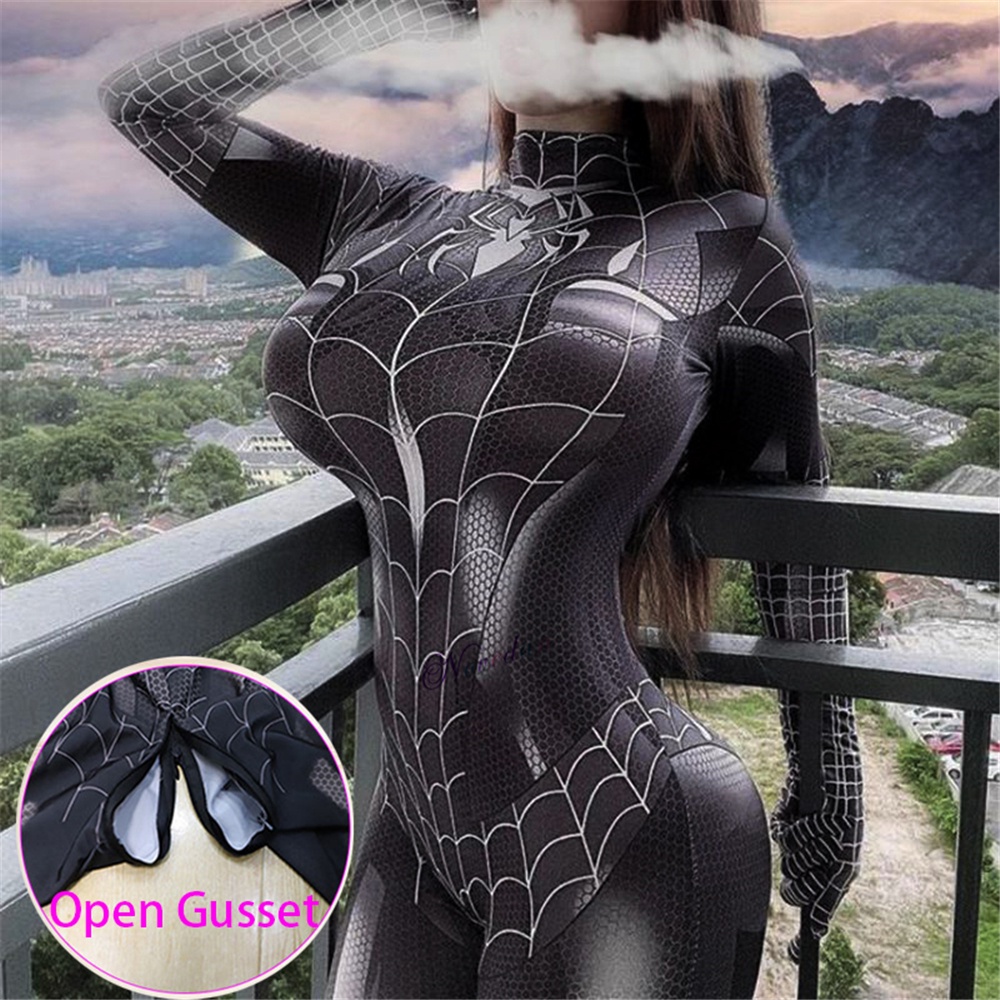 Sexy Black Cat Superhero Cosplay Spiderman Costume for Women Halloween ...