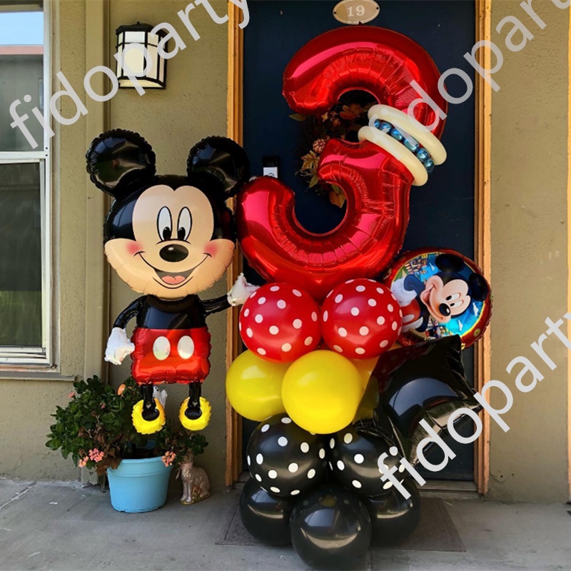 32pcs Disney Mickey Mouse Balloons Red Black Latex Balloons 32inch ...