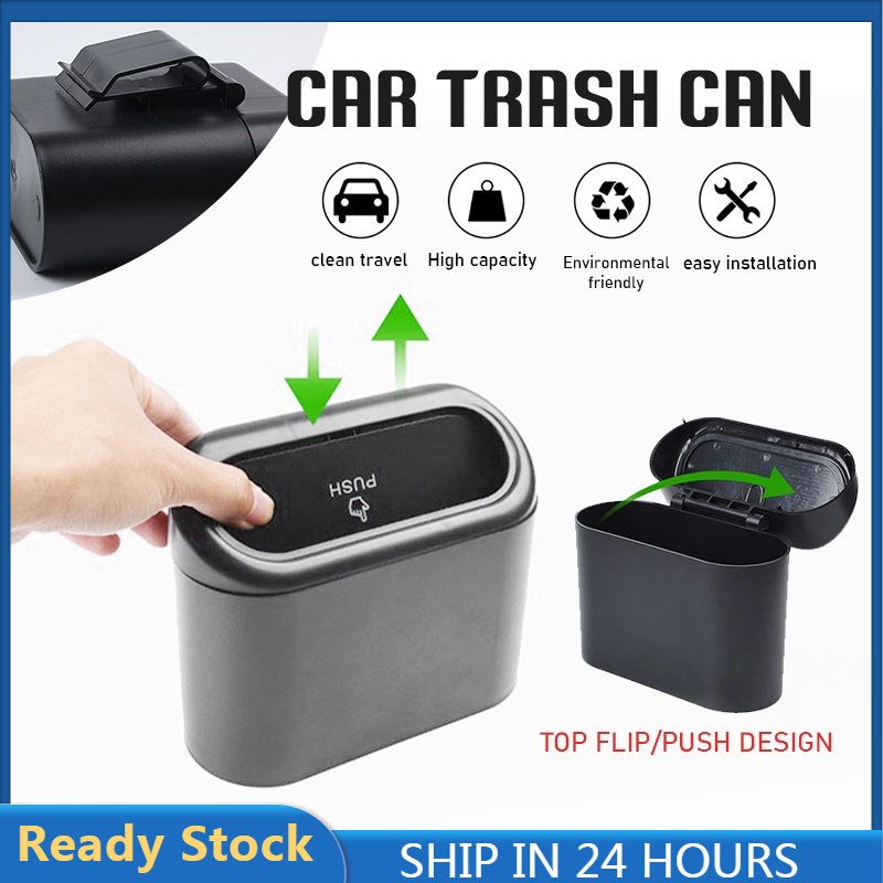 Car Trash Can with Lid Portable Hanging Mini Wastebasket Trash Can Car ...