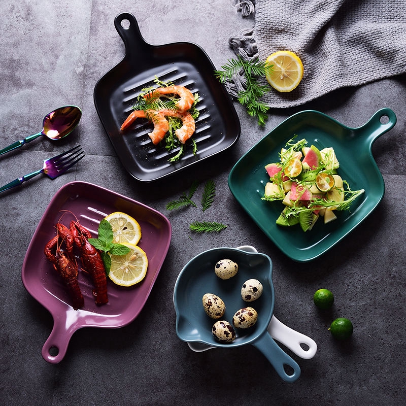 Microwave Oven Plate with Handle Northern European Style Baking Plate ...