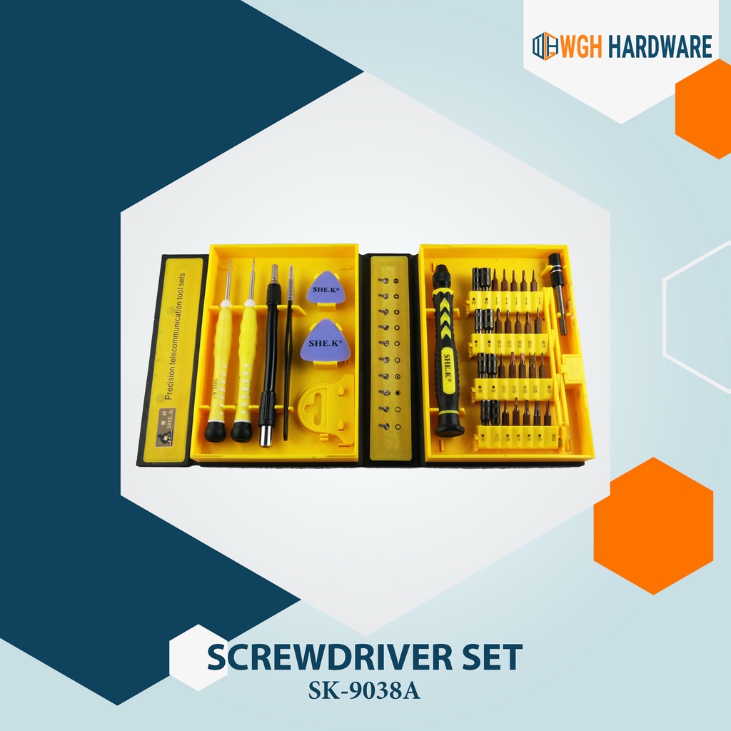 WGH SHE.K Precision Screwdriver Set SK-9038A 38 in 1 Interchangeable ...