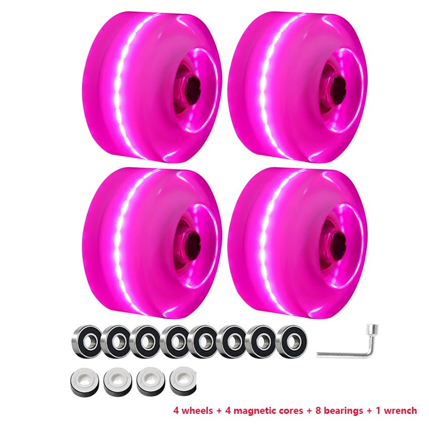 4pcs Luminous Light Up Roller Skate Wheels With Bearings Roller Skates ...