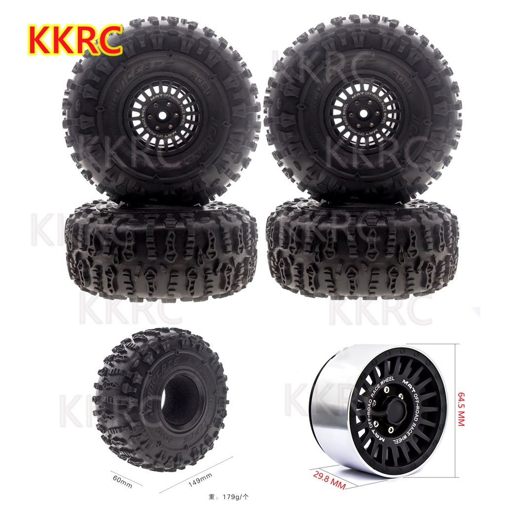 2.2 Inch Beadlock Wheel Rims & Rubber Tire for 1/10 RC Rock Crawler ...