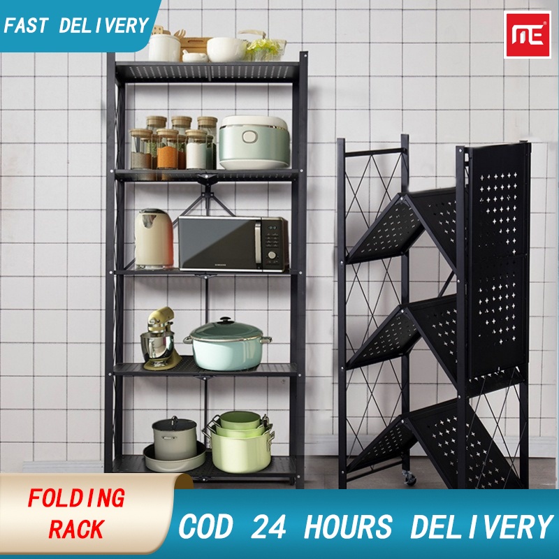 3-4-5 Layer Folding Kitchen Supplies Racks Installation-Free Foldable ...