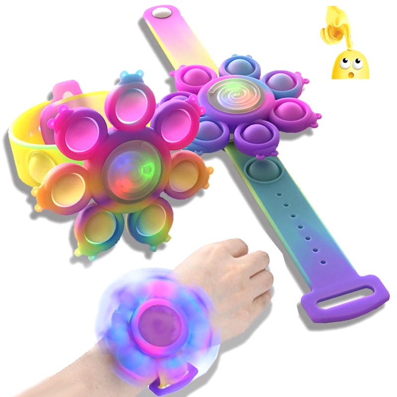 Led Pop It Fidget Spinner Figets Toys Anti Stress Wristband Light ...