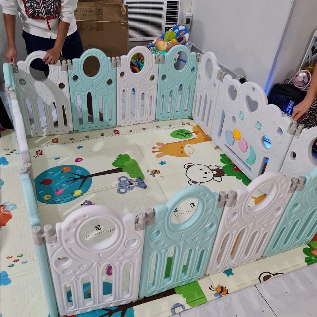 Baby Fence Easy Foldable 12+2 Pcs Set Kid Adjustable Safety Gaming ...