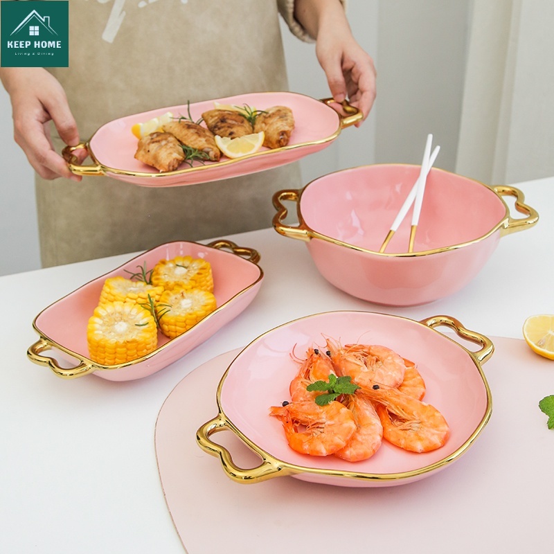 Nordic White Ceramic Tableware Dish Rectangle 10inch Baking Dinner ...