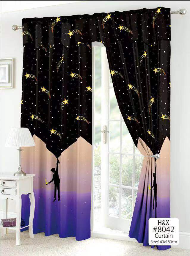 Curtain Starry Sky Curtains Window/Door Bedroom Kurtina Home Decor No ...