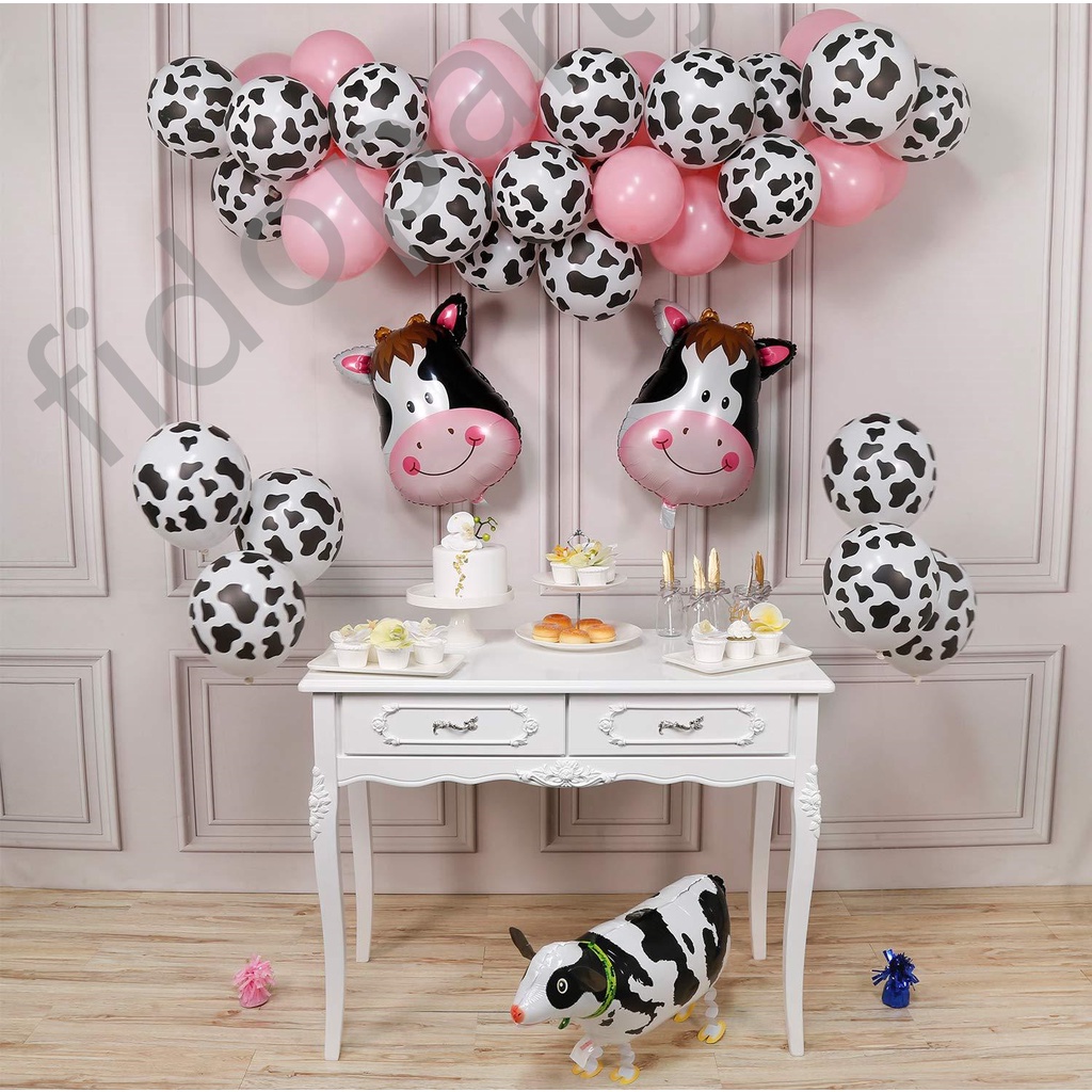 58pcs/set Safari Theme Party Decorations Cows Balloons Cow Print ...