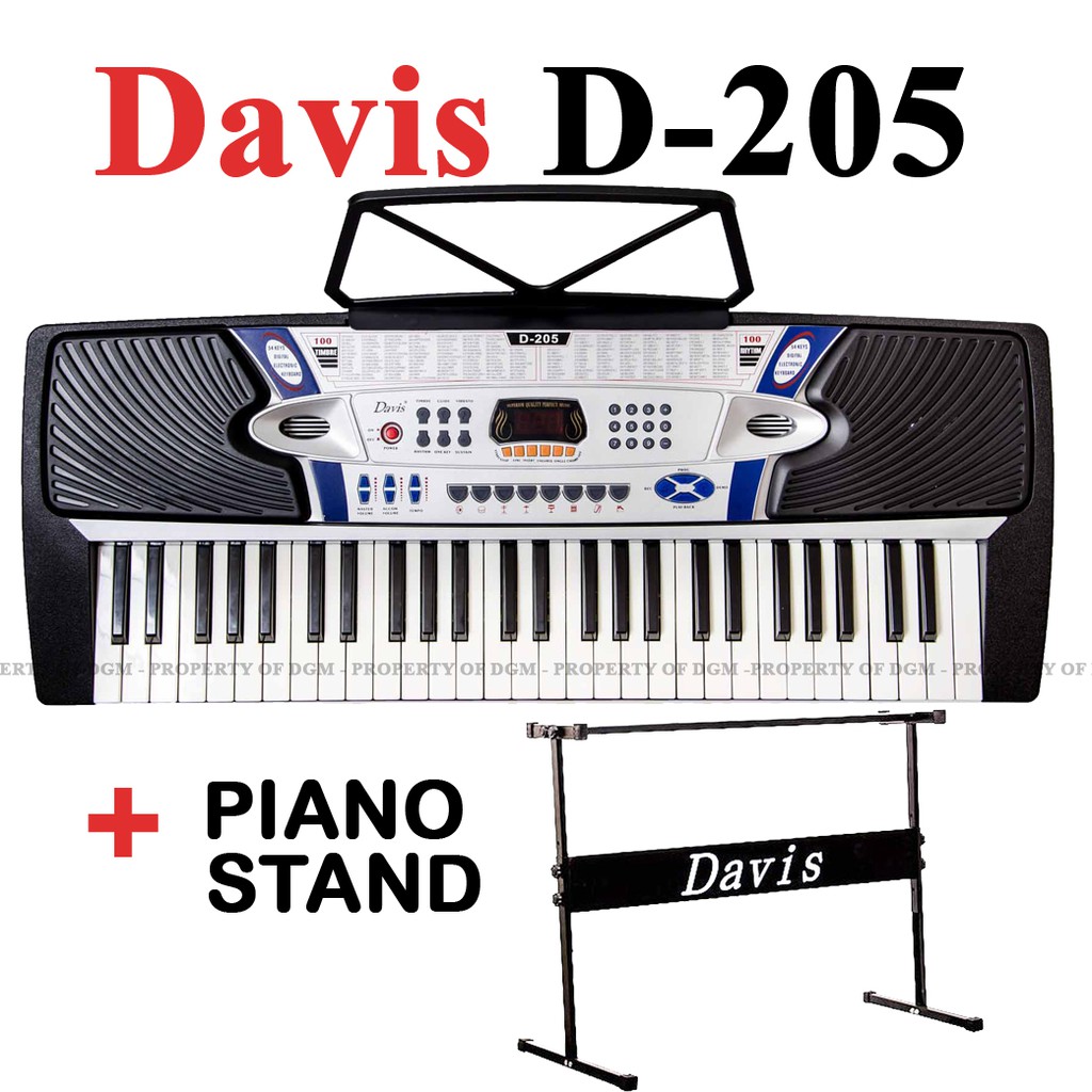 54 Keys Electronic Keyboard Davis D-205 with Piano Stand | Shopee ...