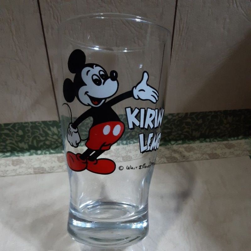 ORIGINAL COLLECTIBLE MICKEY MOUSE DRINKIN GLASS WALT DISNEY/KIRIN LEMON ...
