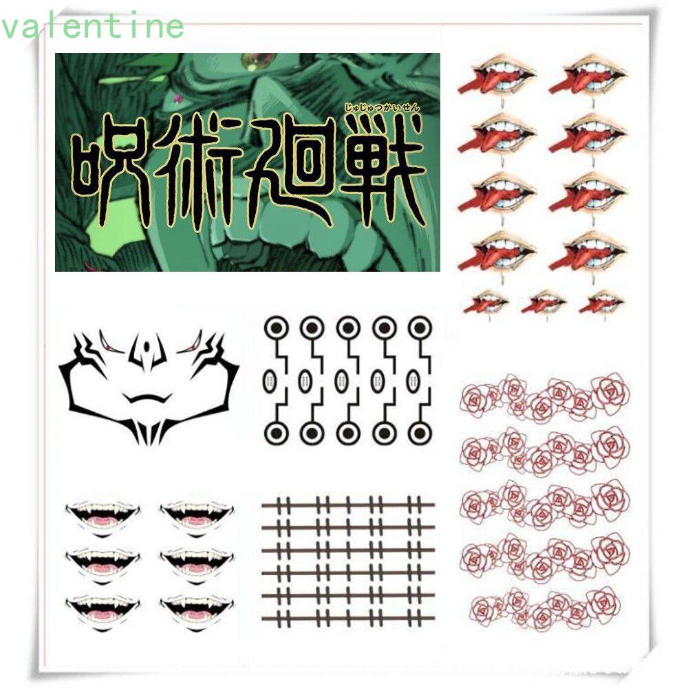 AVALENTINE Men Temporary Tattoos Waterproof Face Fake Tattoo Anime ...