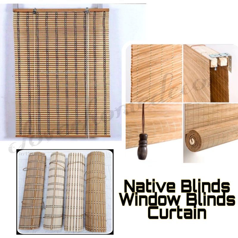 Window Blinds,Roller Native Blinds Bamboo Design Light Filtering Bamboo ...