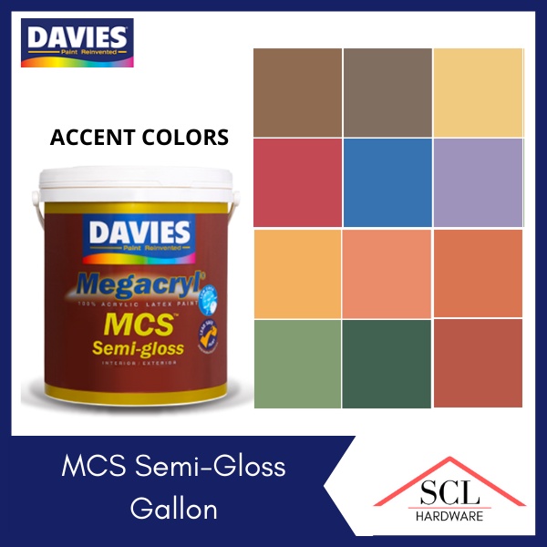 DAVIES Megacryl Semi Gloss ACCENT COLORS 4 Liters / Gallon | Shopee ...