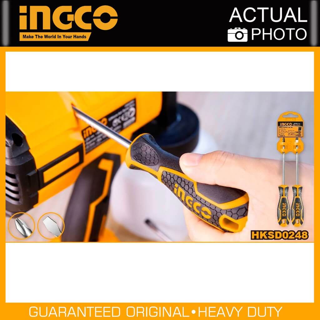 2pcs Industrial Screwdriver Set CR-V Round Shank Ingco HKSD0248 ...