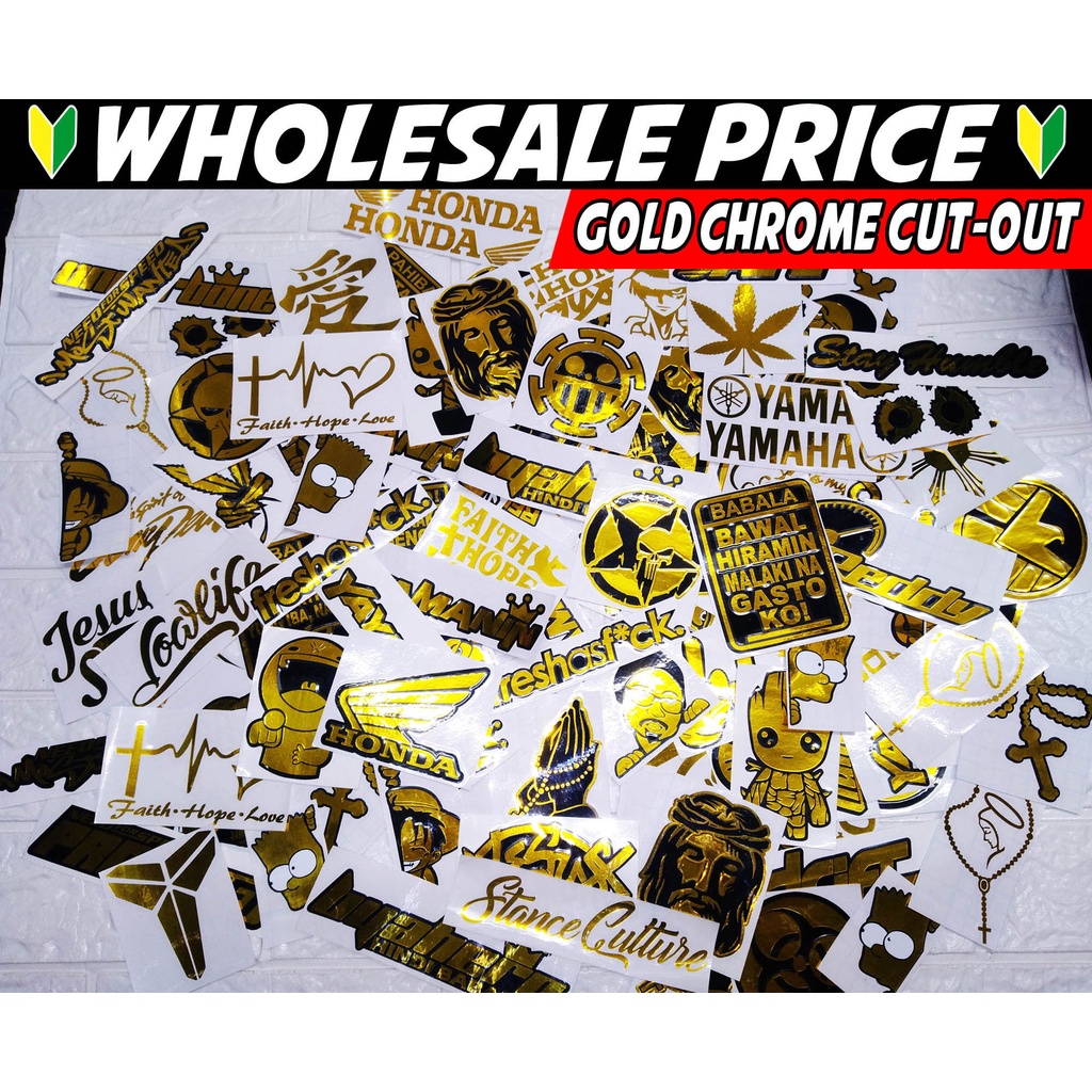 【WHOLESALE】Gold Chrome Cut-out Stickers【ASSORTED】( BEST SELLER ...