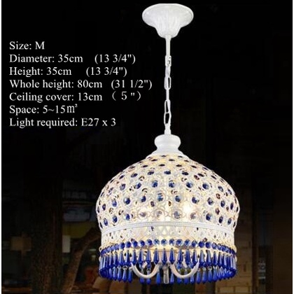 Bohemian Mediterranean Blue Crystal Ceiling Drop Light Pendant Lamp ...