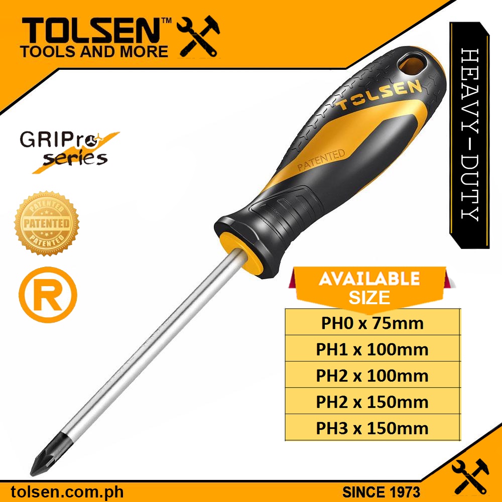 Tolsen Phillips Screwdriver (PH0 - PH3) GripPro Series Black | Shopee ...