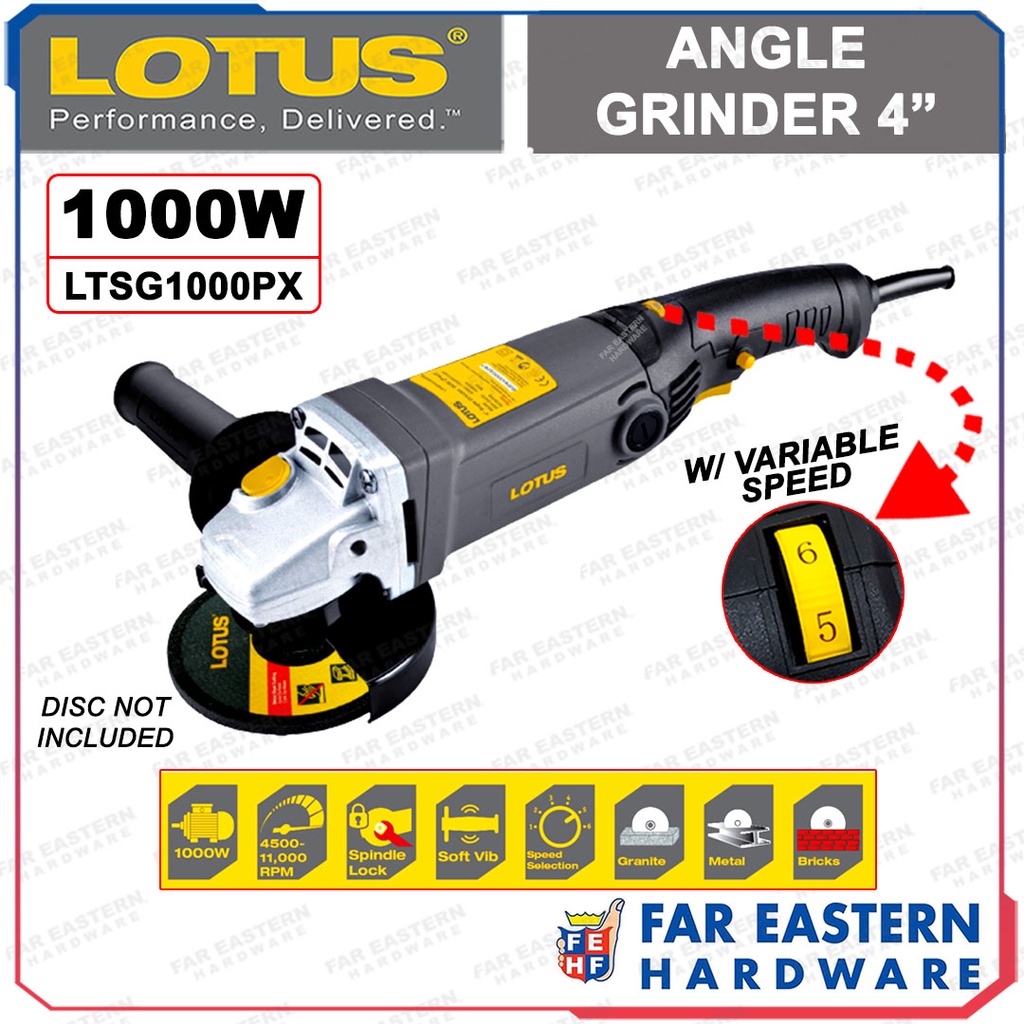 LOTUS Angle Grinder 4" 1000W LTSG1000PX with Variable Speed LTPTCD ...