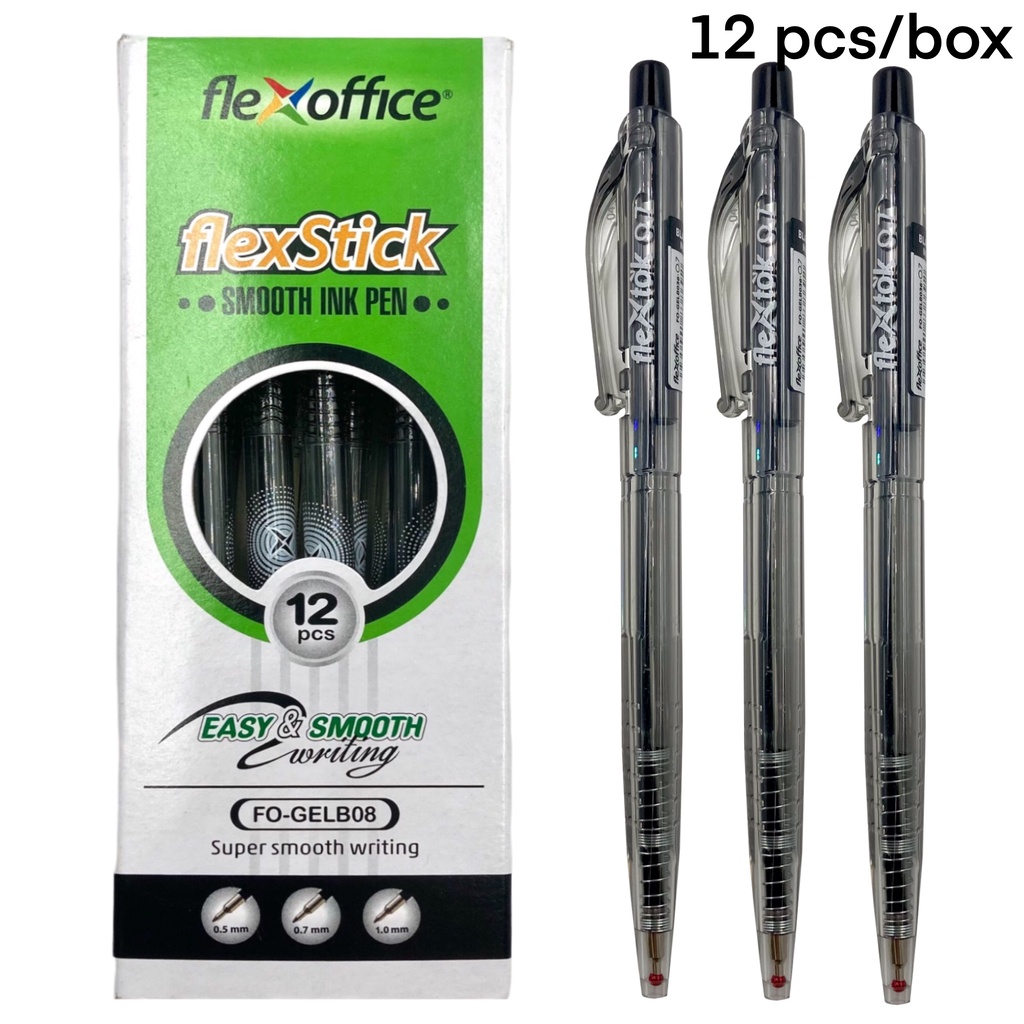Flextok Retrackable Gelpen (12 pcs) Gelpen Set Ballpen 0.7mm Black Ink ...