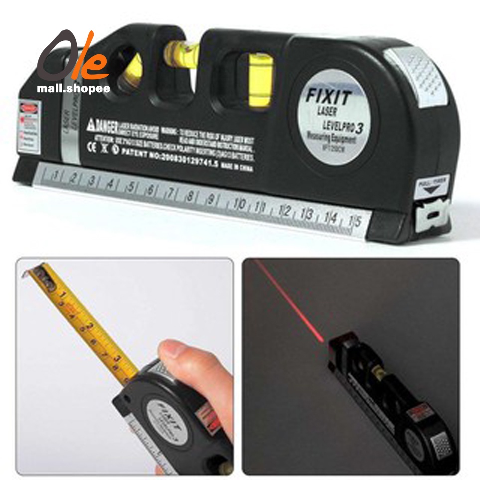 Laser Level Aligner Horizon Vertical Line Measure Tape Ruler Multipurpose Metric Rulers Leveler ...