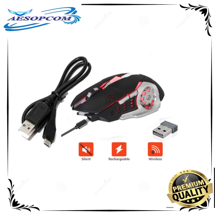 Q3 Wireless Rechargeable Gaming Mouse Ergonomic Optical gray | Shopee ...