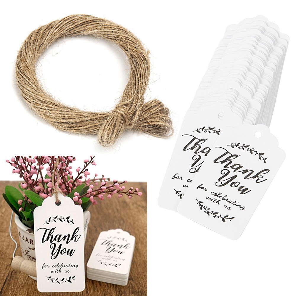 100Pcs Kraft Paper Gift Tags Handmade Labels Thank You for Wedding ...