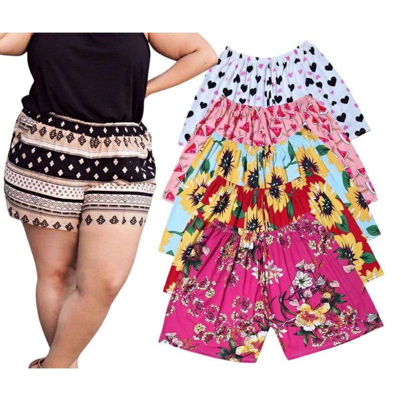 Women PLUS SIZE AIMEE SHORT Pambahay / Assorted Prints | Shopee Philippines