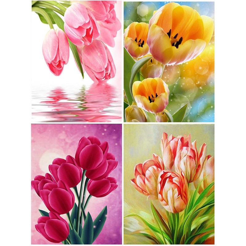 Tulips Diamond Painting DIY Kit/ Round Drill/ Full Diamond | Shopee Philippines