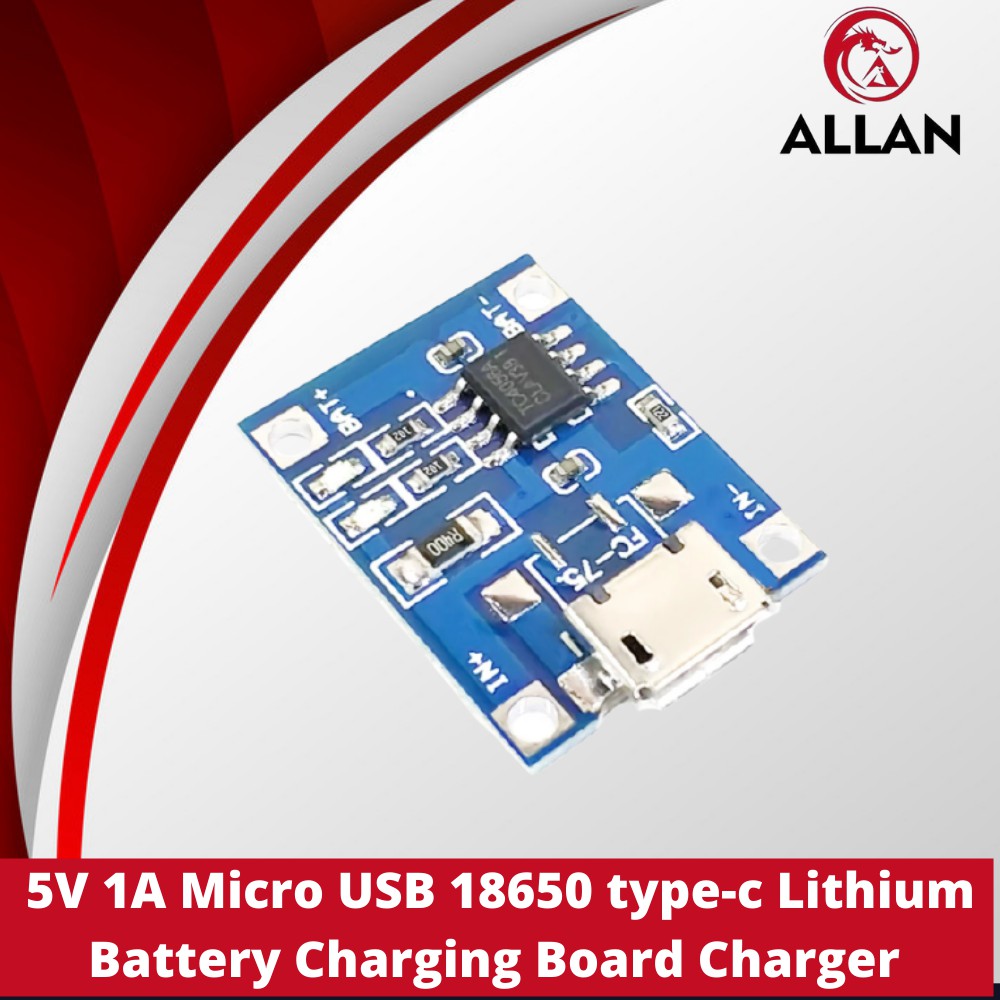 Allan 1pc 5V 1A Micro USB 18650 type-c Lithium Battery Charging Board ...