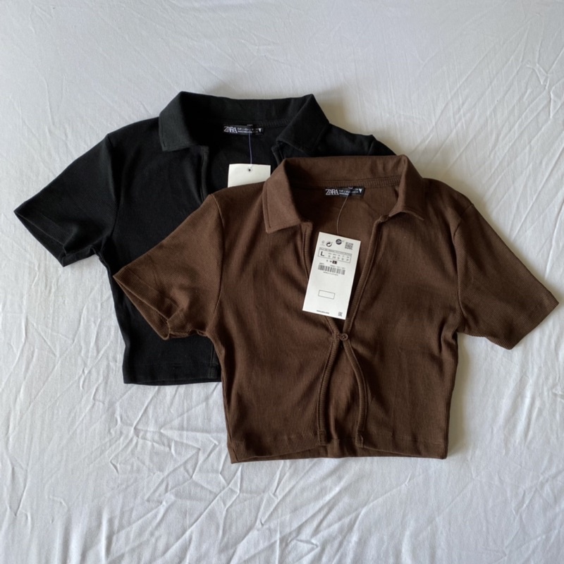 Zara One Button Top Button Up Top Cardigan One Button Short Sleeved ...