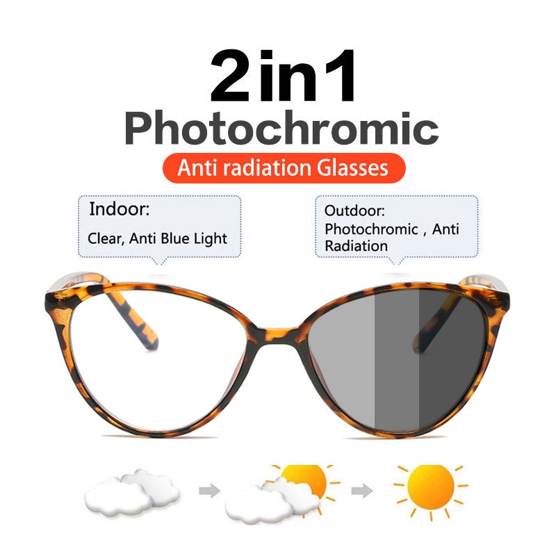 2 in 1 photochromic eyeglass Blue Light Blocking Glasses Replaceable ...