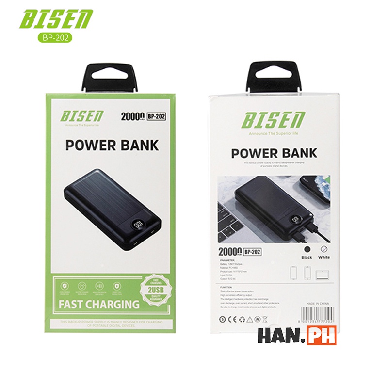 Bisen BP202 Powerbank 20000 mAh Quick Charge Power banks with 3 Plug ...