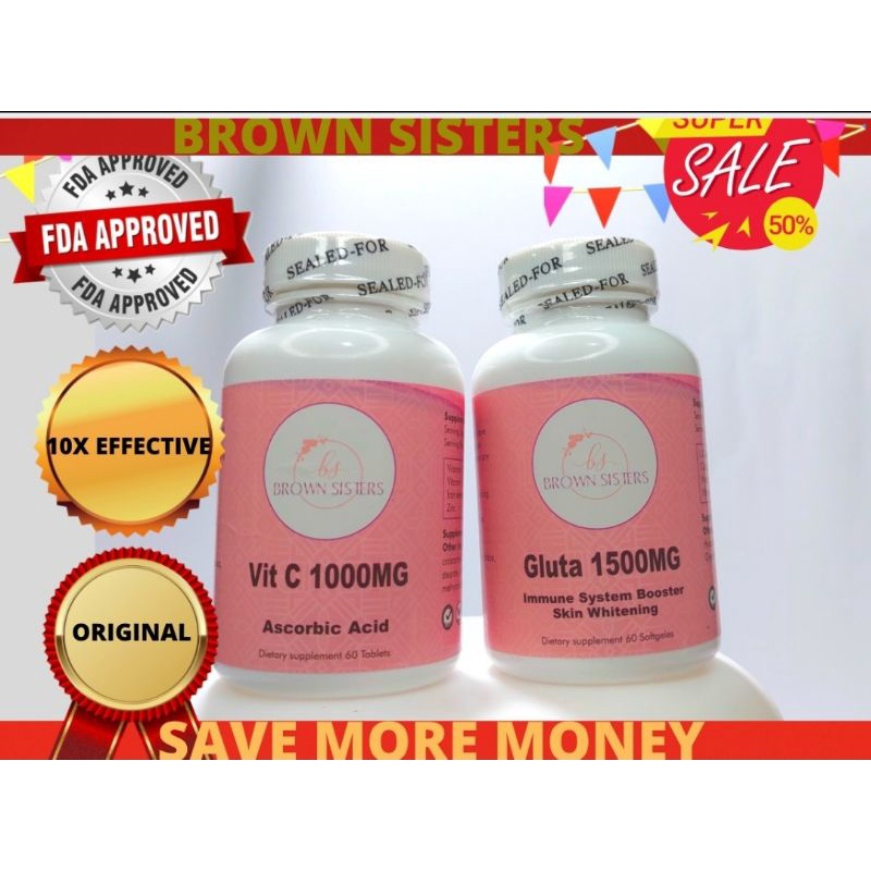 ORIGINAL Brown Sisters Glutathione 1500MG + Vitamin C 1000MG Bundle ...