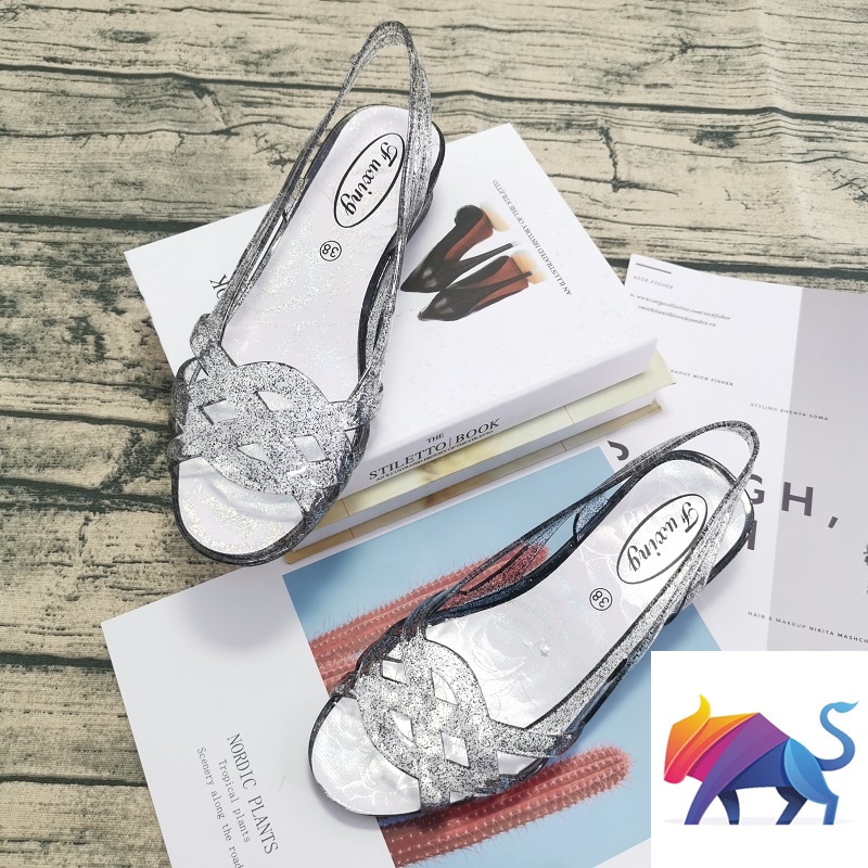 Mid-Heel Transparent Fish Mouth Crystal Sandals Women Summer Ladies ...