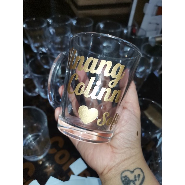 20pcs/25pcs Personalized Clear Mug wit box, ribbon and tag | Shopee ...