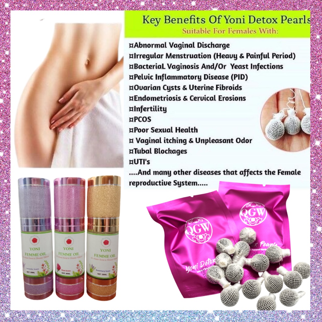BUNDLE Yoni Detox Pearl + Yoni Oil for Women Life Clean Point Chinese Tampons Cleansing Pearl ...