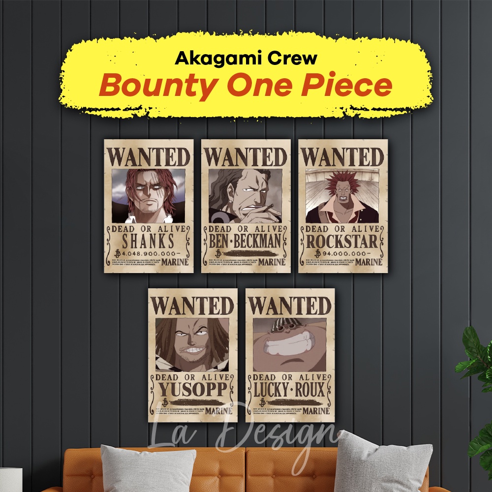 One Piece Wanted 1 Set Akagami Crew Poster Anime One Piece Aesthetic ...