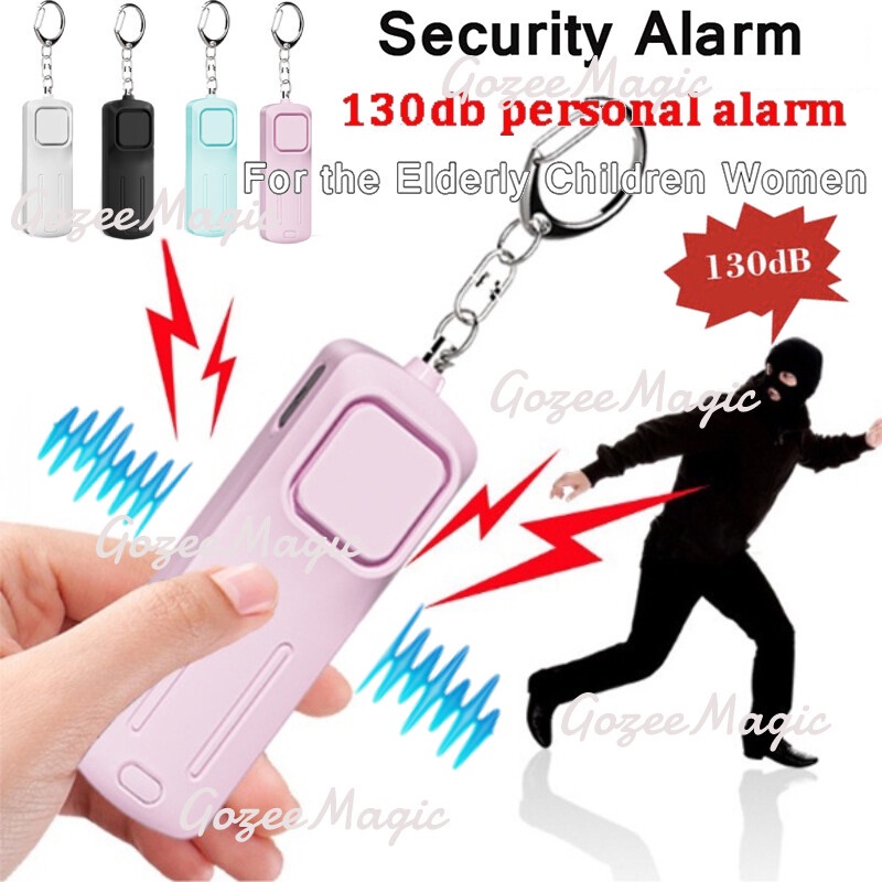 USB Charging Keychain Personal Alarm 130dB Self-Defens Alarm Emergency LED Light Flashlight with ...