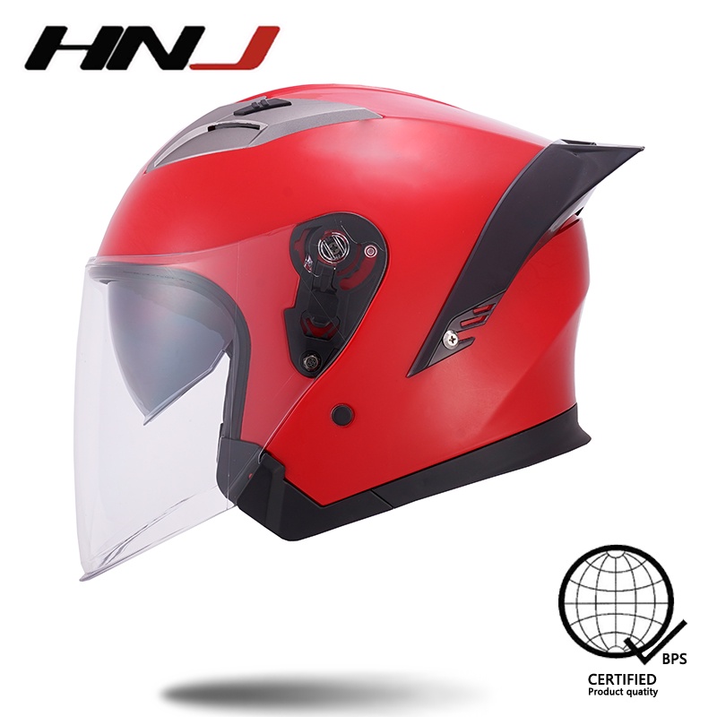 HNJ 916 Half Face Motorcycle Helmet With Spoiler Wing Dual Visor Motor ...