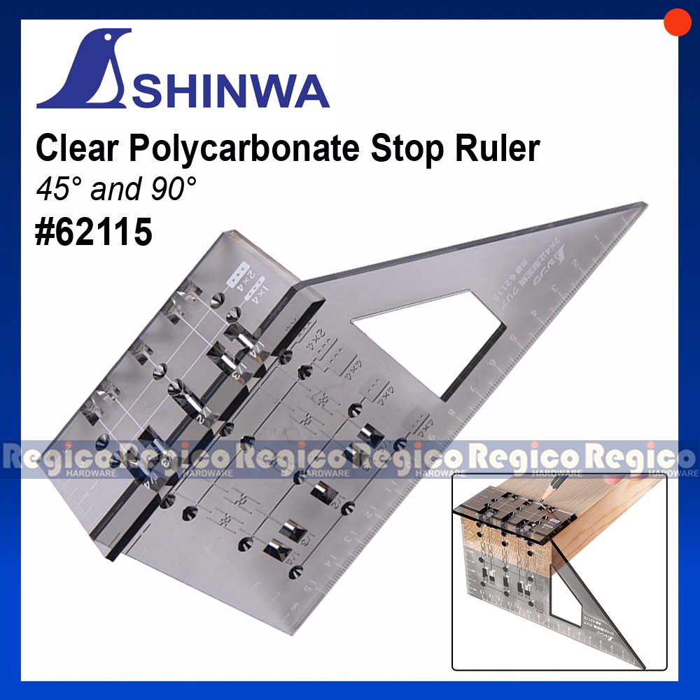 Shinwa 45° and 90° Clear Polycarbonate Stop Ruler #62115 Regico Hardware | Shopee Philippines