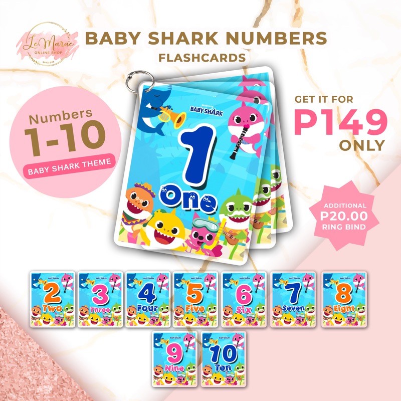 Le Marae Shop - Laminated Flashcards BABY SHARK NUMBERS | Shopee ...
