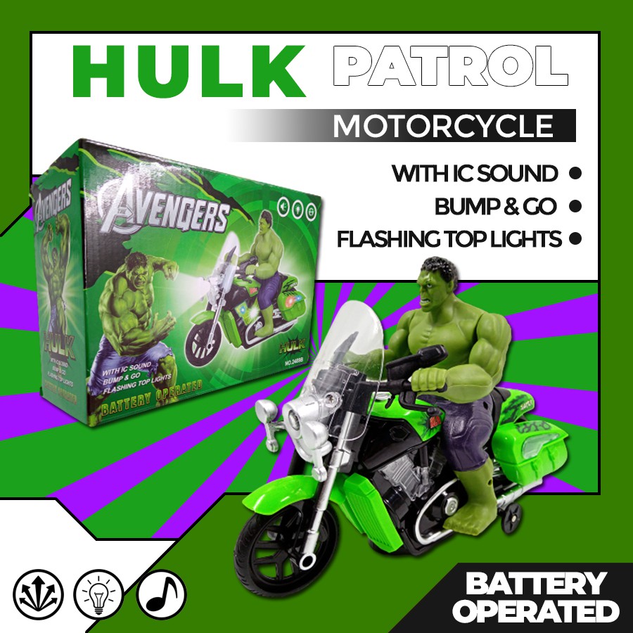 SpiderMan/Hulk/Police Patrol Motorcycle Toy With Lights & Sounds Omni ...