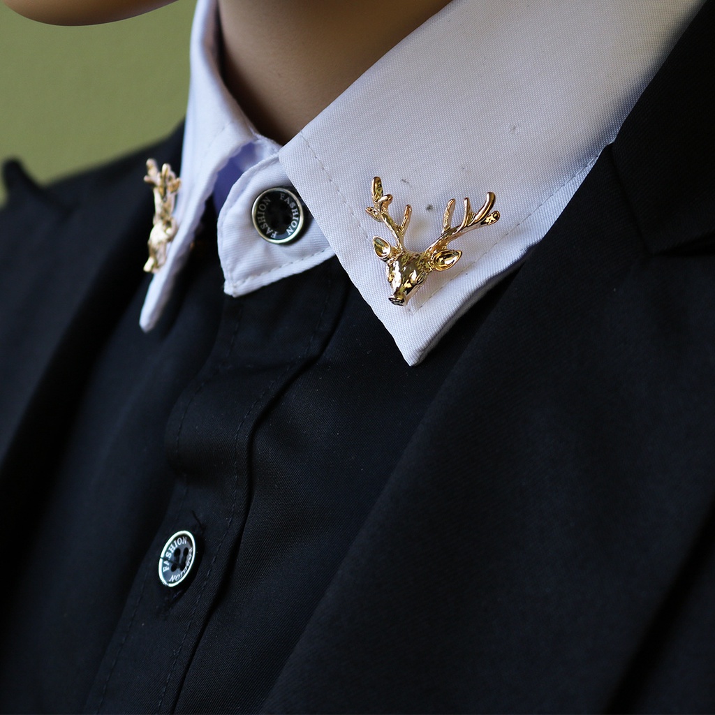 EFAN Retro Deer Head Men's Brooch Shirt Collar Needle Stinger Pin ...