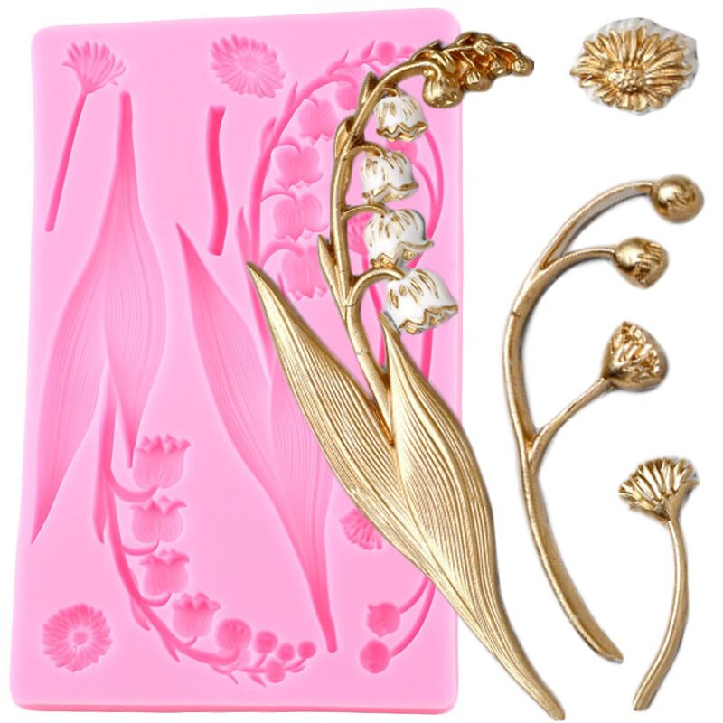 Bell Orchids Silicone Molds Lily Flower Cake Border Fondant Mold ...