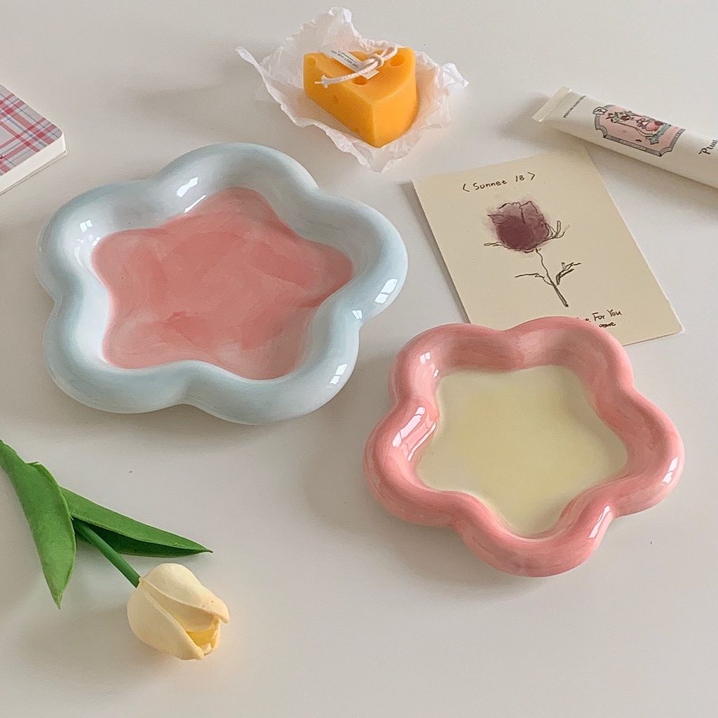 [ sol and luna.home ] Aesthetic Hand Painted Ceramic Flower Plate ...