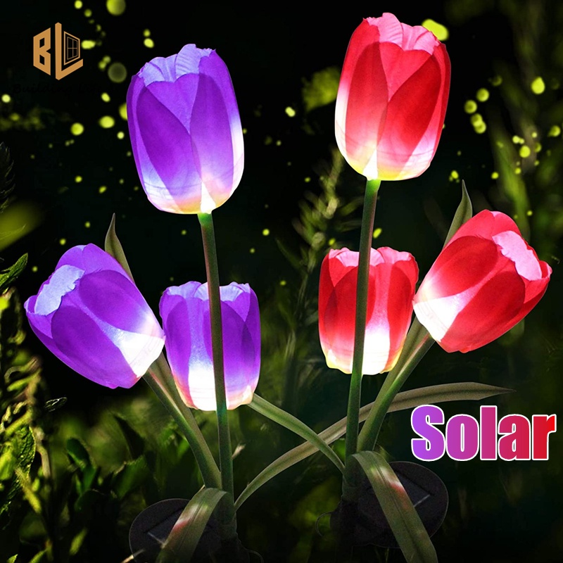 3 Head Tulip Light Solar Powered Garden Lamp LED Waterproof Lawn Lights ...