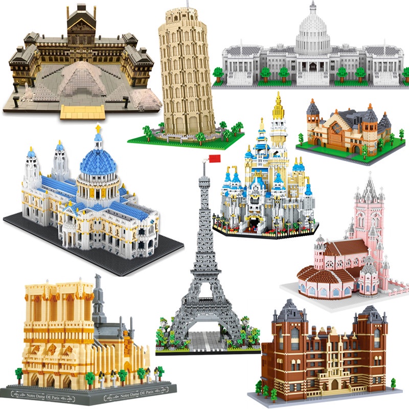 World Famous Architecture Diamond Building Blocks Eiffel Tower Louvre ...