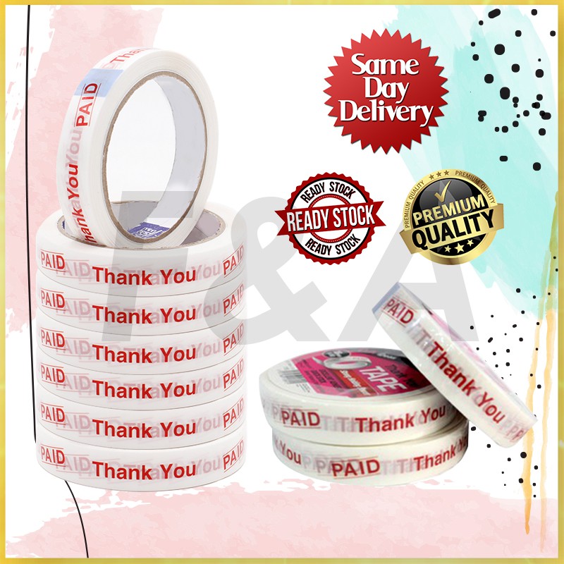 Thank You & Paid Salotape Tape Per Roll/ Set(3 PCS) | Shopee Philippines
