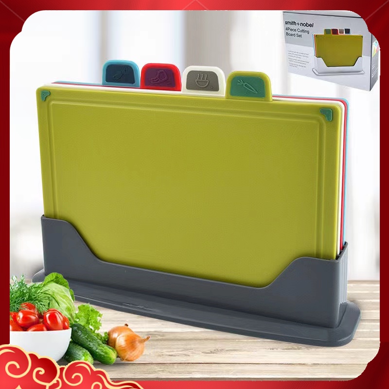 5in1 Index Chopping Board Set with Storage Case Color Coded Anti Slip ...